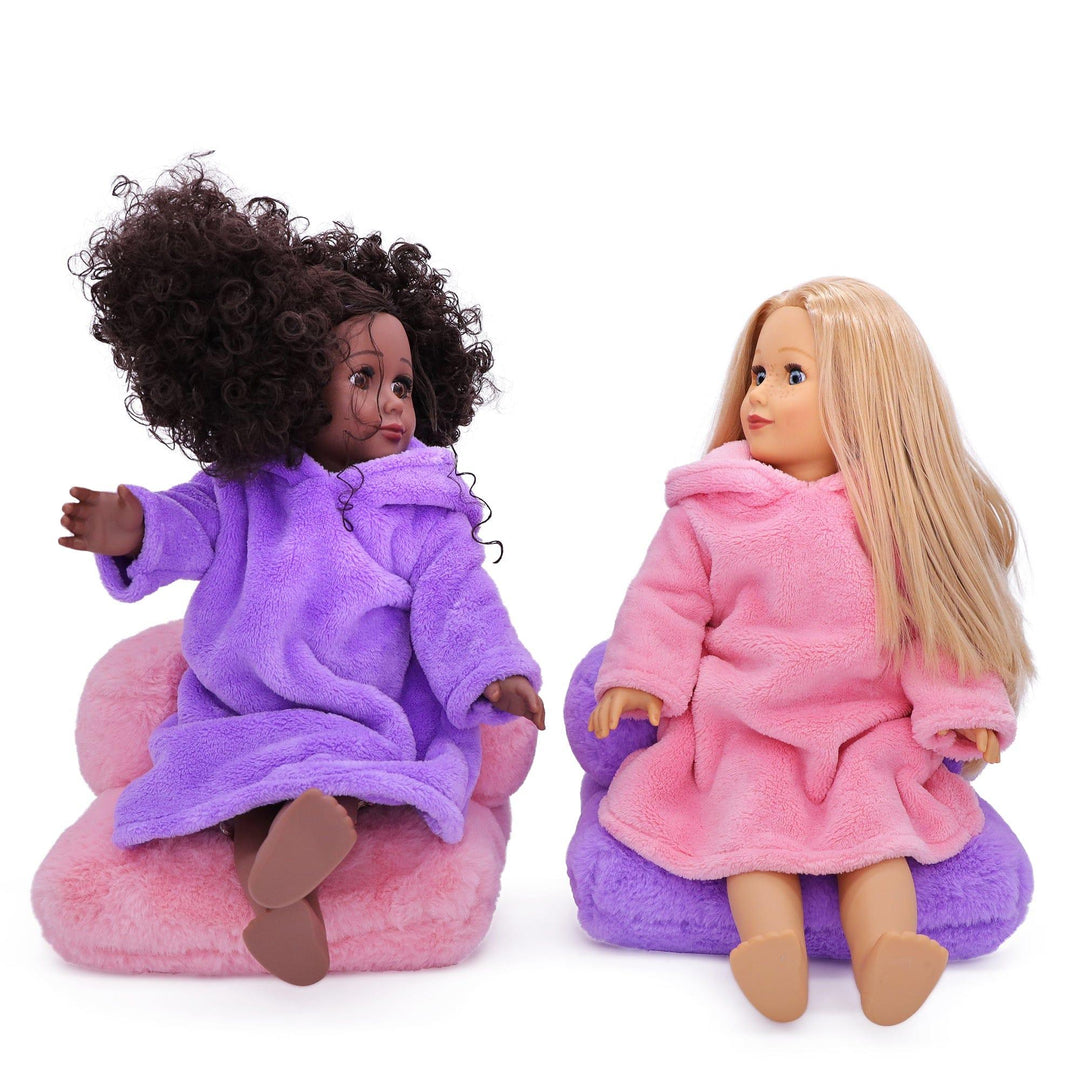 18 Inch Doll Pink & Purple Spa Robes Outfit & Plush Chairs Set ...